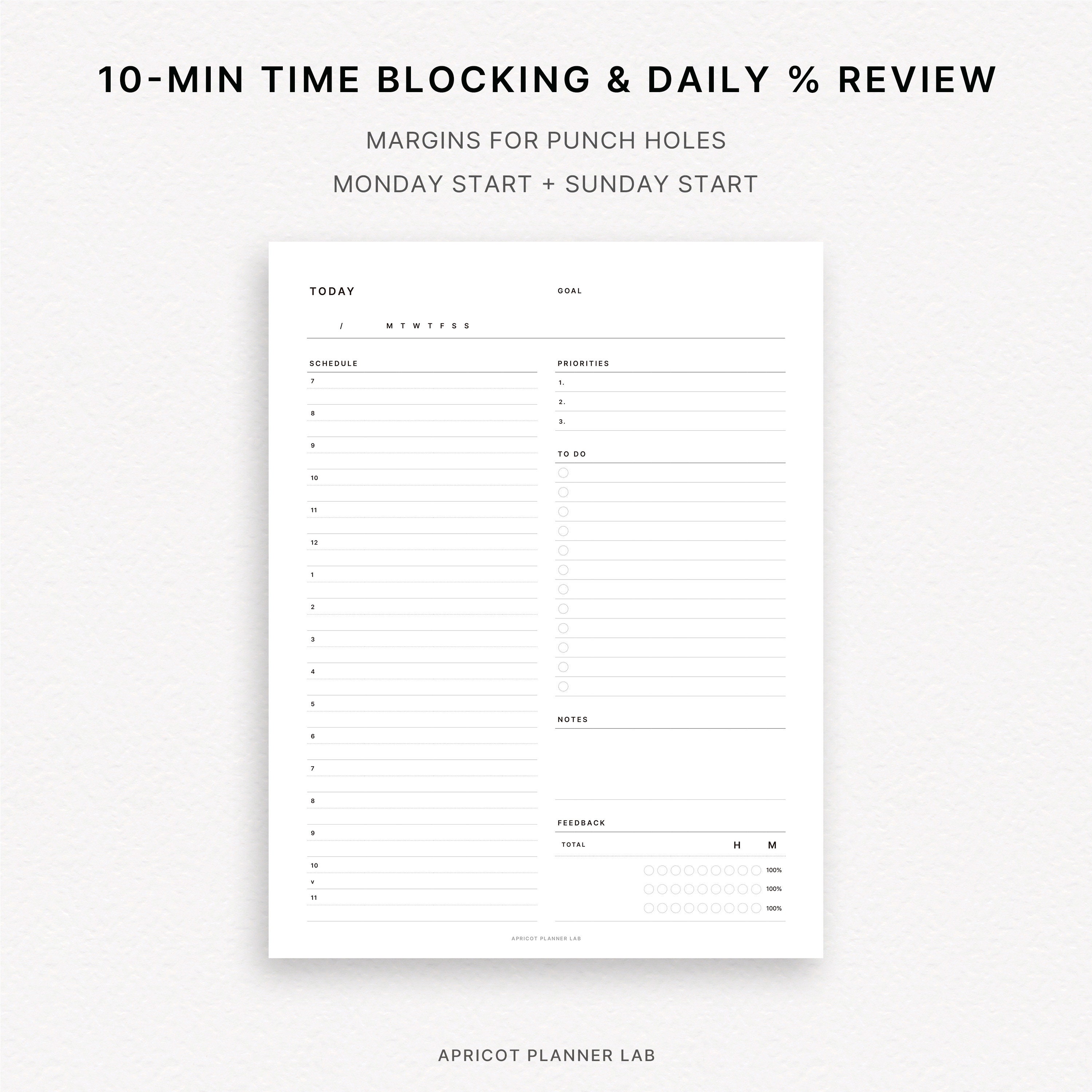 Daily Productivity Planner Letter Half Hourly Schedule - Etsy