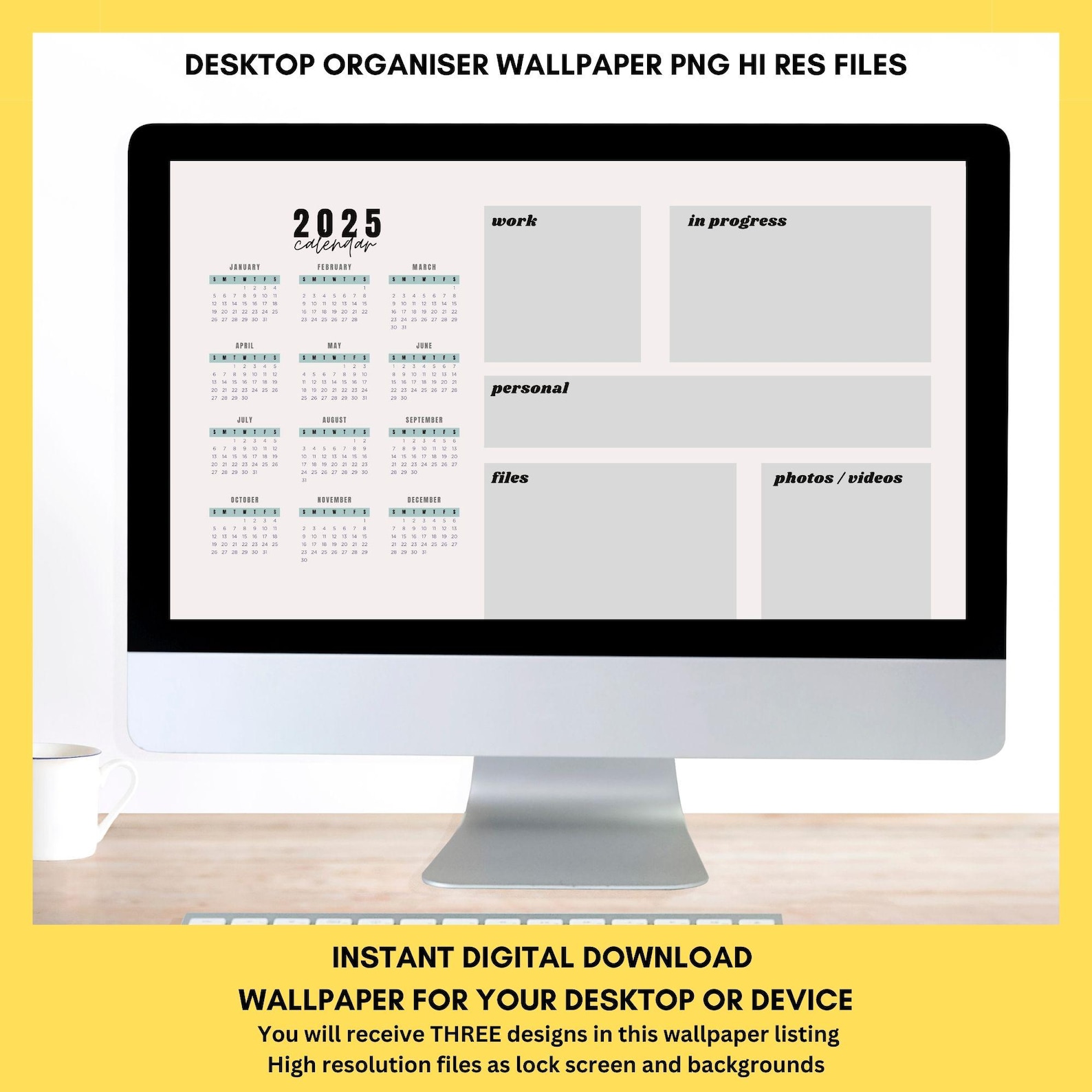 Digital Desktop Wallpaper Organizer for PC Monitor, MacBook Pro, Ipad ...