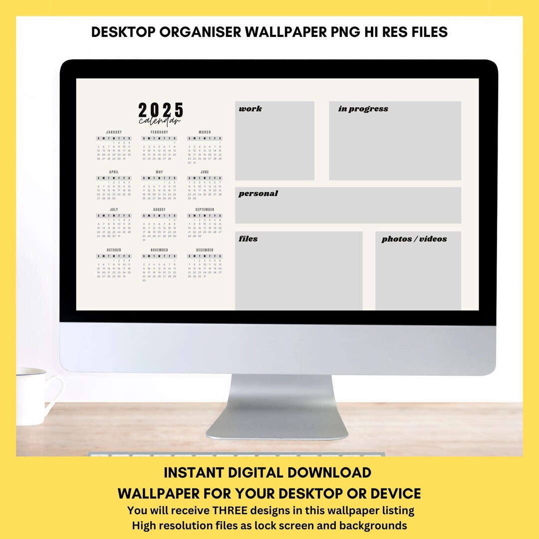 Digital Desktop Wallpaper Organizer for PC Monitor, MacBook Pro, Ipad ...