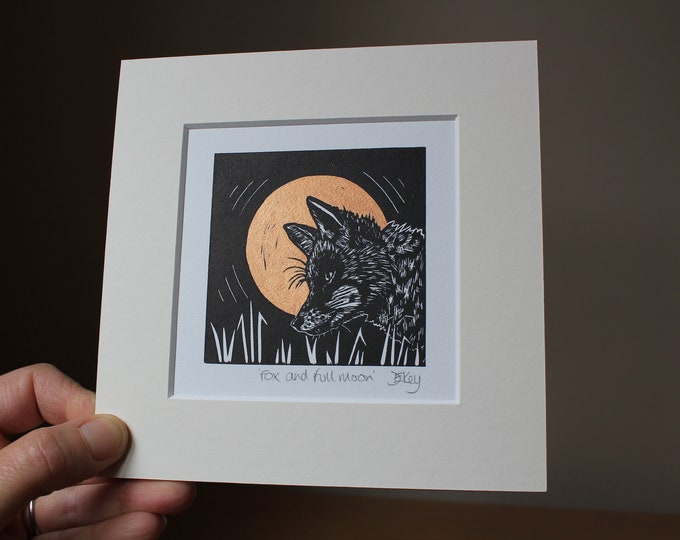 Two Foxes Linocut Block Print - Rustic Art - Folk Art - Woodland - Fox ...