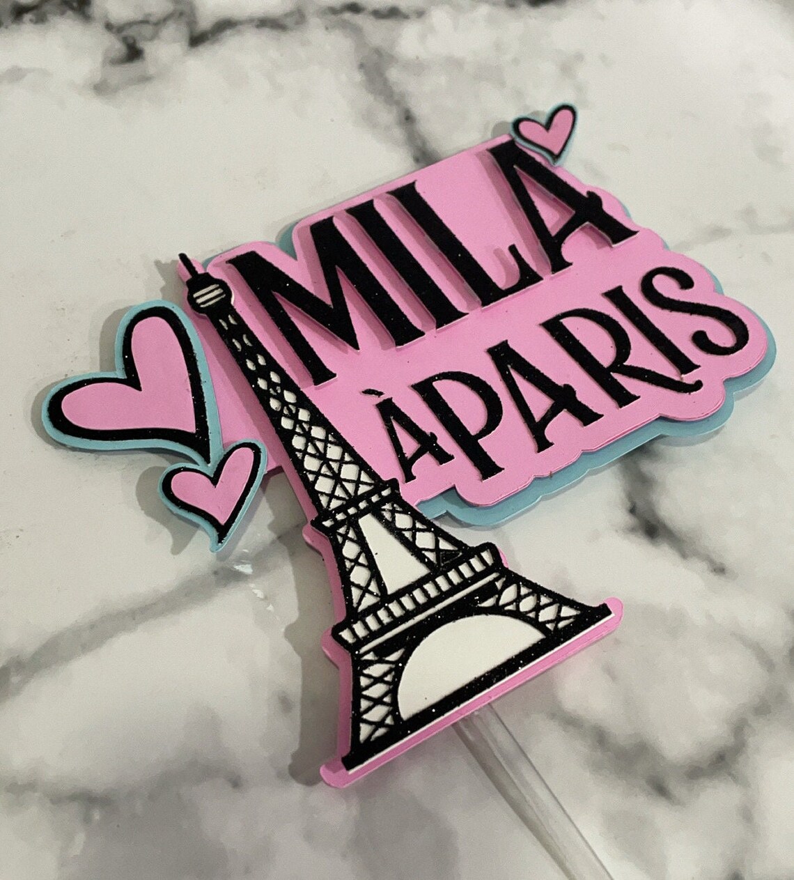 Paris Theme Cake Topper PERSONALIZED With CUSTOM NAME I | Etsy