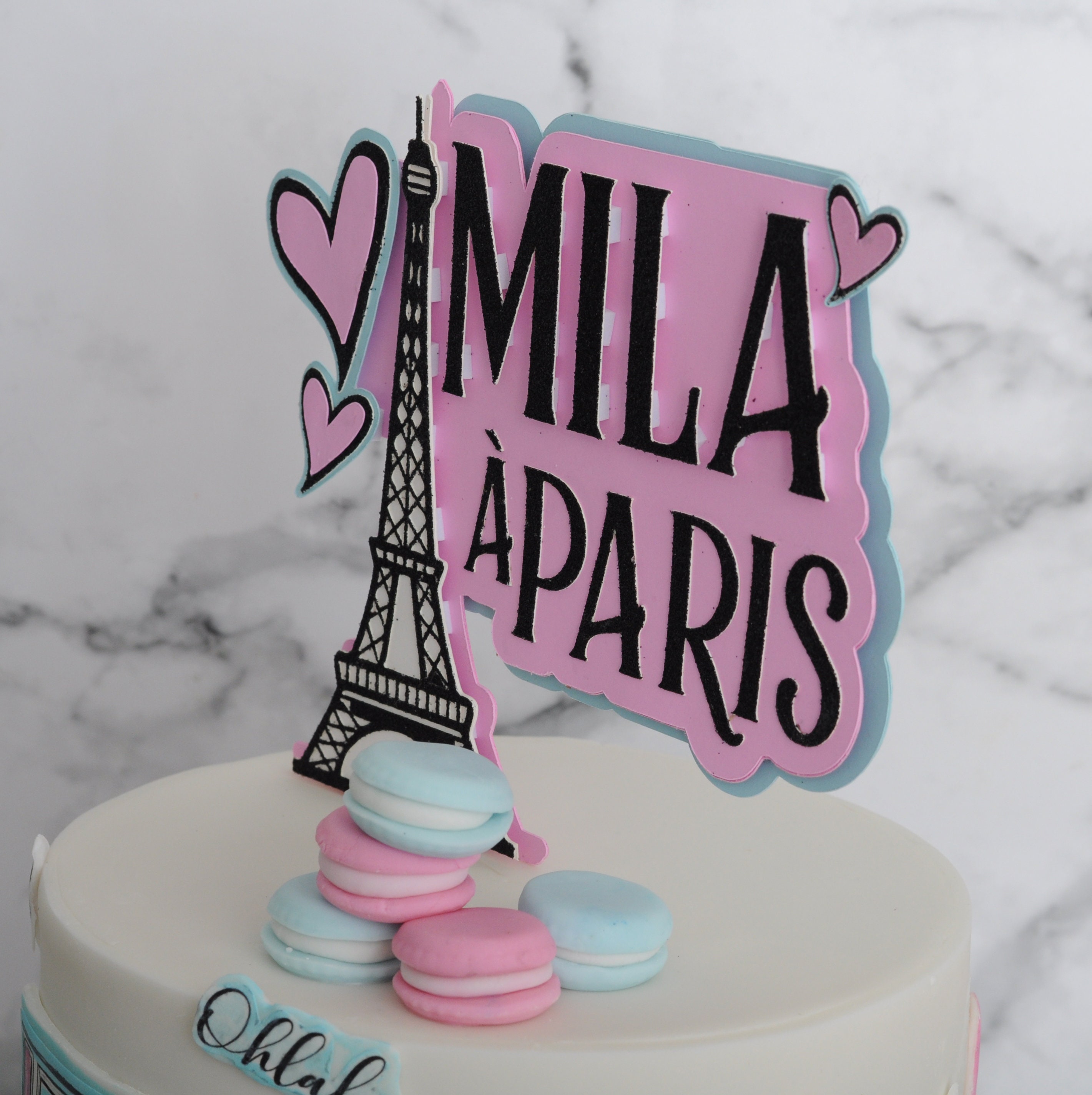 Paris Theme Cake Topper PERSONALIZED With CUSTOM NAME I - Etsy