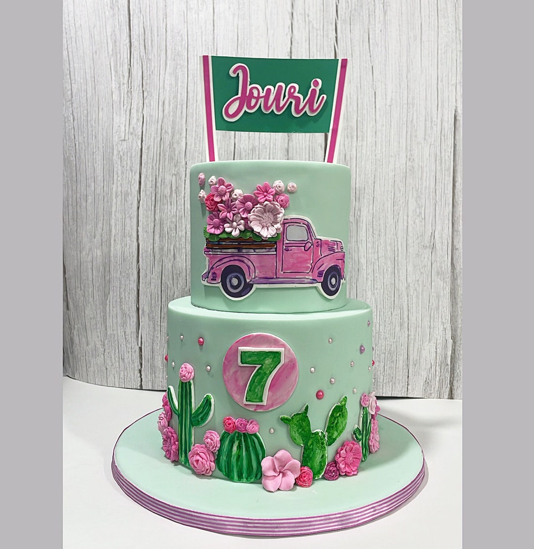 Cactus and Succulent Cake Decorations, Fondant Cactus and Flowers ...