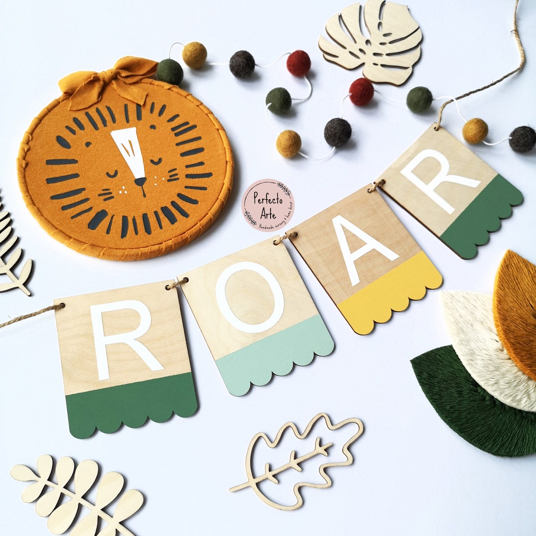ROAR Wooden Scallop Bunting Flags - Kid's Bedroom/nursery/playroom ...