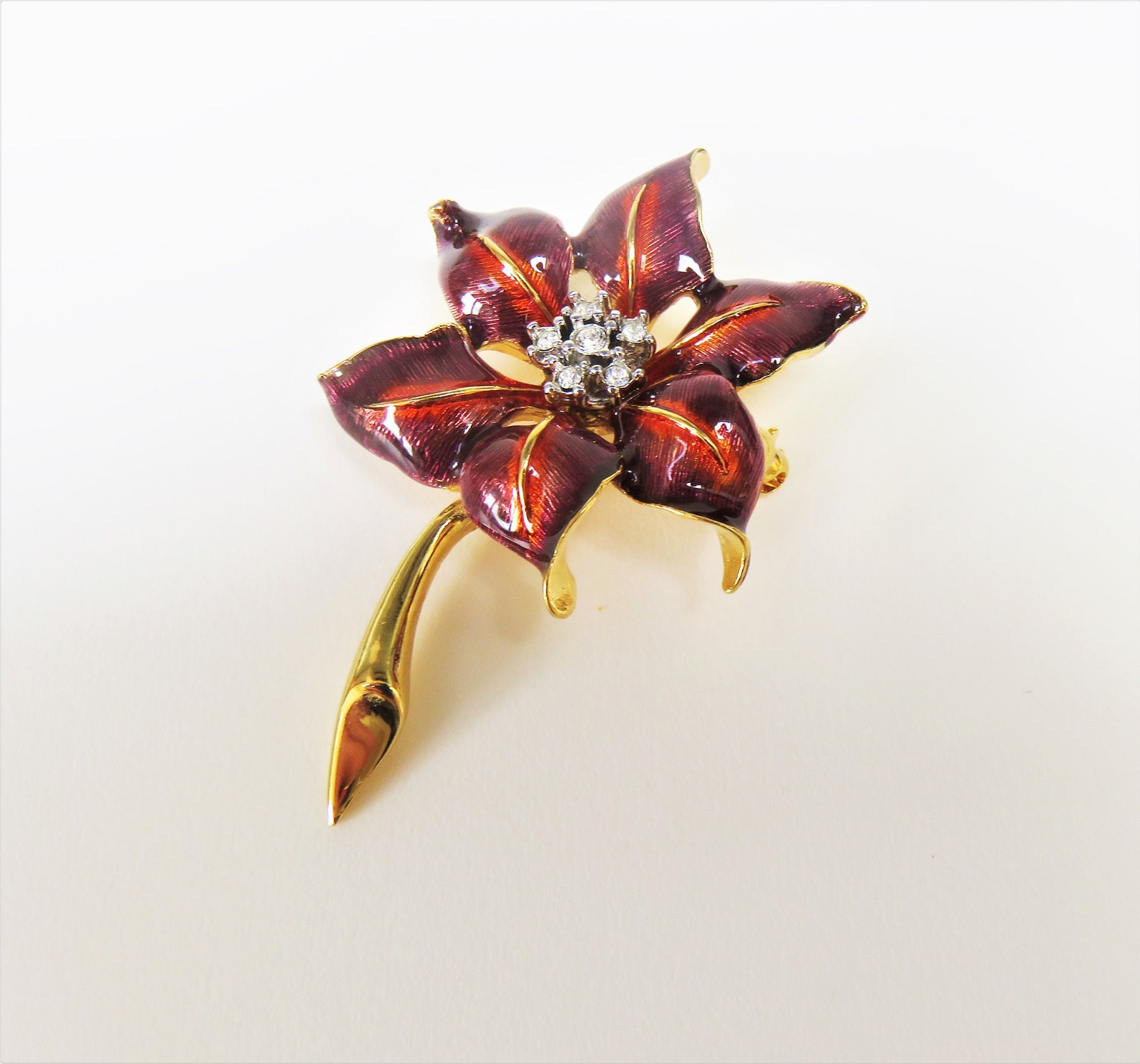 Vintage JOAN RIVERS Flower Brooch / Purple and Red Enamel / | Etsy