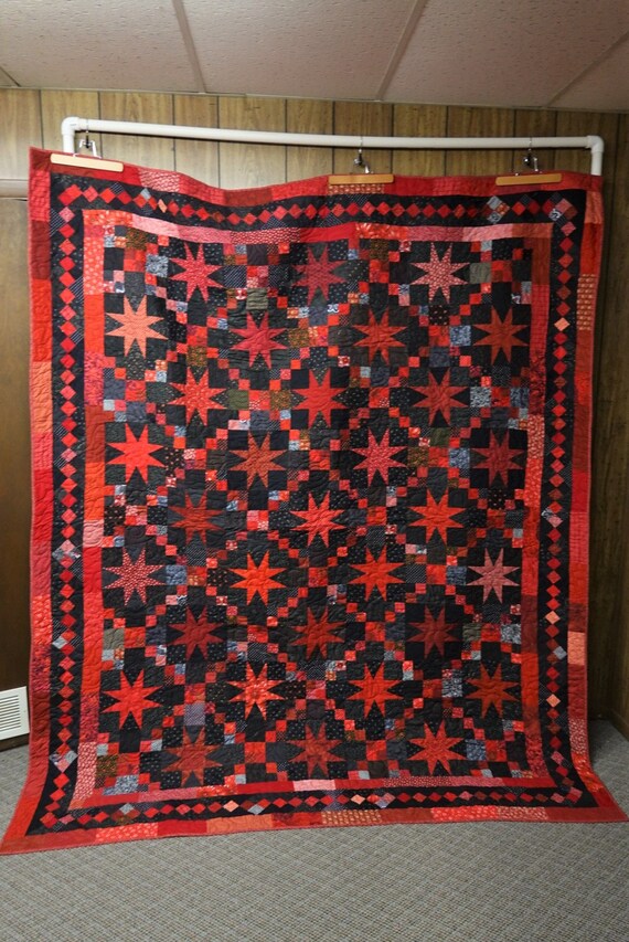 Red and Black Star Quilt | Etsy