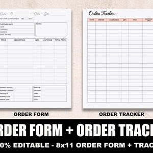 Order Form + Order Tracker Template, Editable Order Tracking & Form ...