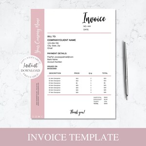 Editable Invoice Template, Small Business Invoice, Printable Order Form ...