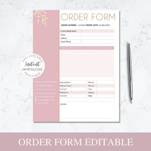 Custom Order Form Template, Editable Order Forms, Etsy Business Order ...