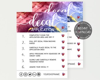 DTP-006 Decal Packaging Insert Red Card Template Etsy Shop Business ...