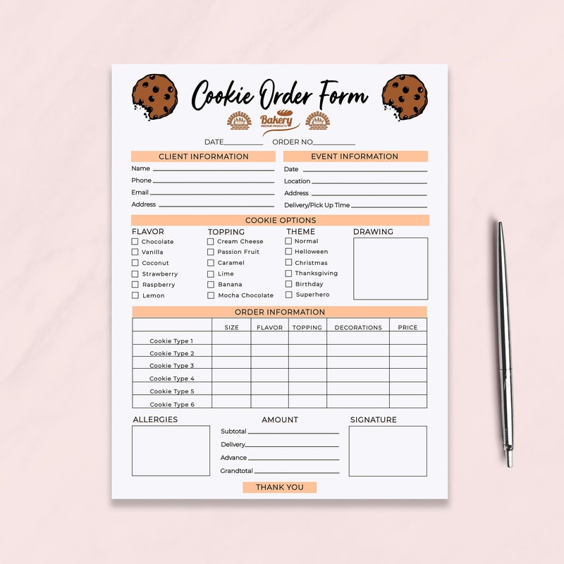 Cookie Order Form - Etsy