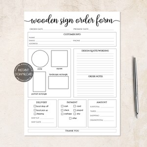 Wooden Sign Printable Order Form | Editable Canva Template | Crafters ...