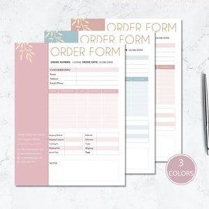 Editable Order Form Bundle, Etsy Small Business Order Forms Template ...