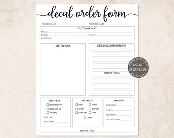 Cricut Order Form | Etsy