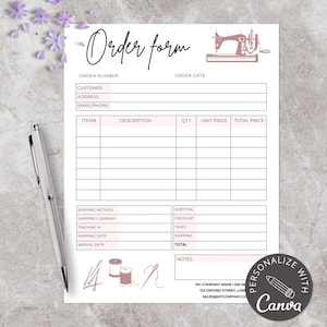 Sewing Order Form I Editable Canva Template, Invoice Template, Order ...