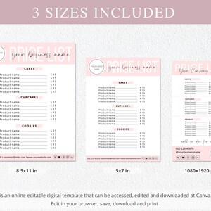 Cake Price List Template, Canva Editable Cupcakes Price List, Cookies ...
