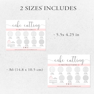 Cake Cutting Guide Card I Editable Canva Template I Cake Care Card ...