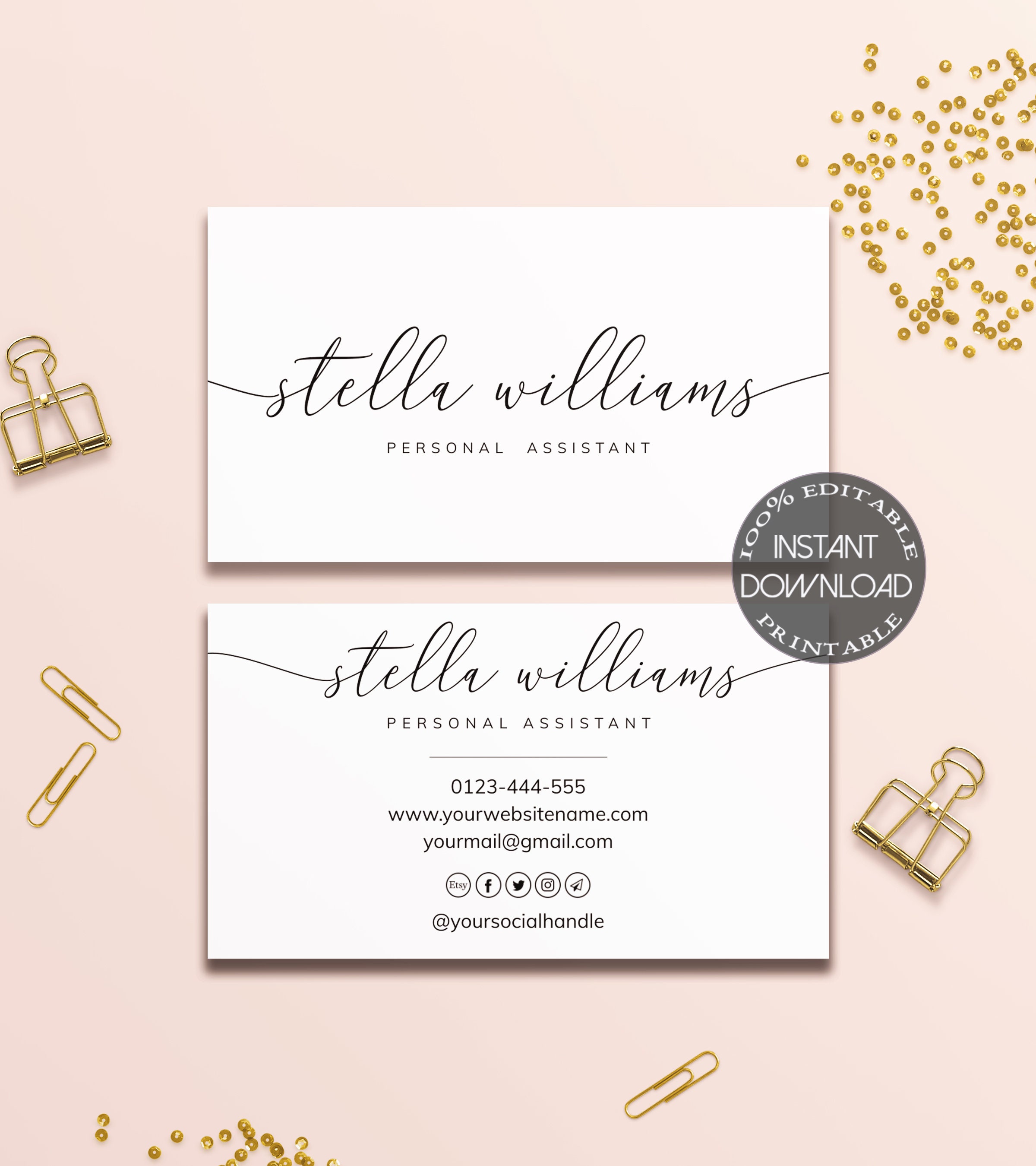 Business Card Template Editable DIY Business Cards Custom | Etsy