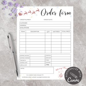 Christmas Order Form Template | Printable Order Form for Small Business ...