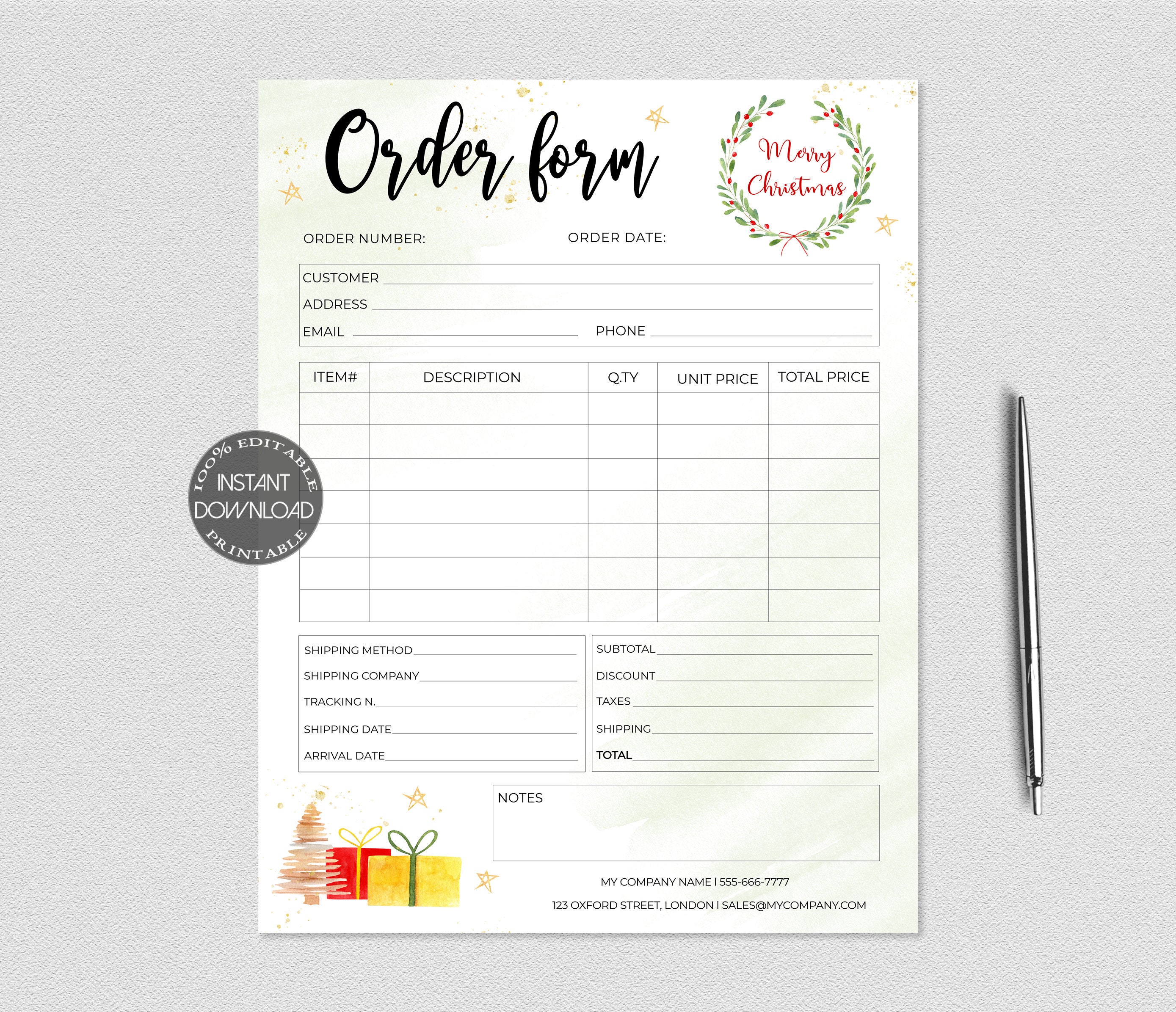 Order Form Editable Printable Small Business Forms Etsy Shop - Etsy