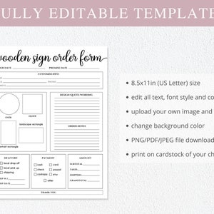 Wooden Sign Printable Order Form | Editable Canva Template | Crafters ...