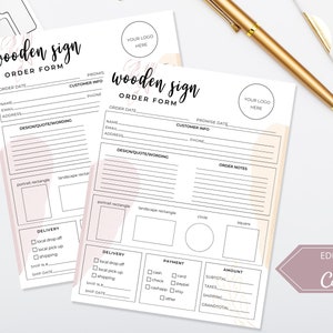 Wooden Sign Order Form, Editable Canva Template, Printable Craft Sign ...