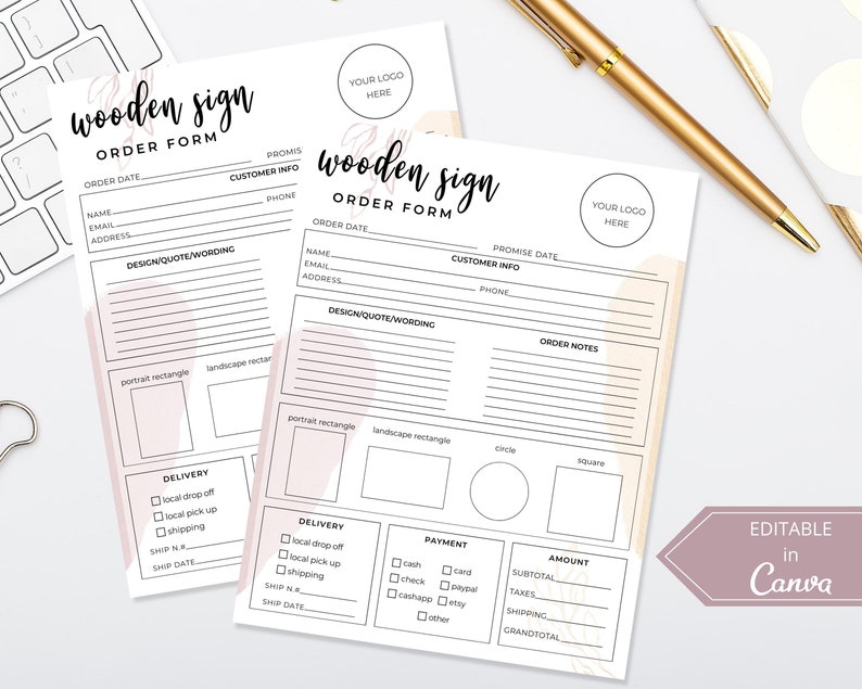 Wooden Sign Order Form Editable Canva Template Printable - Etsy