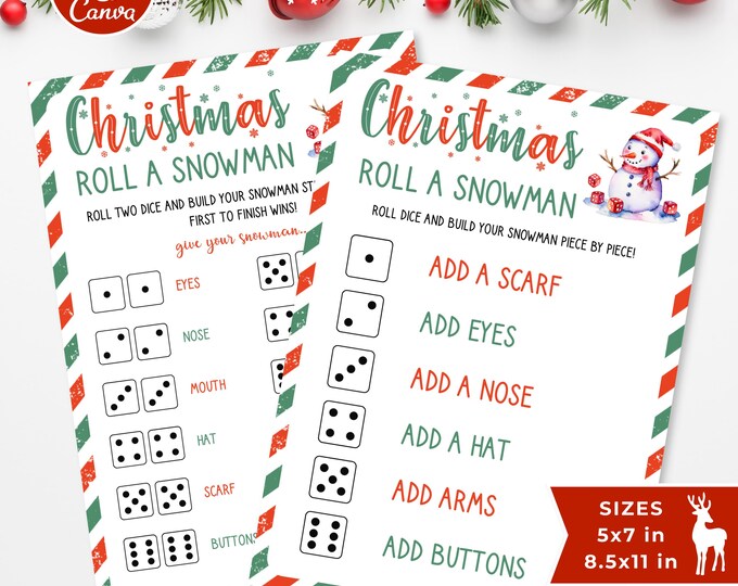 Roll a Snowman Game, Printable Christmas Group Game, Holiday Classroom ...