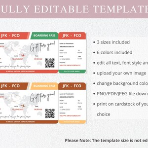 Boarding Pass, Editable Canva Template, Printable Plane Ticket, Gift ...