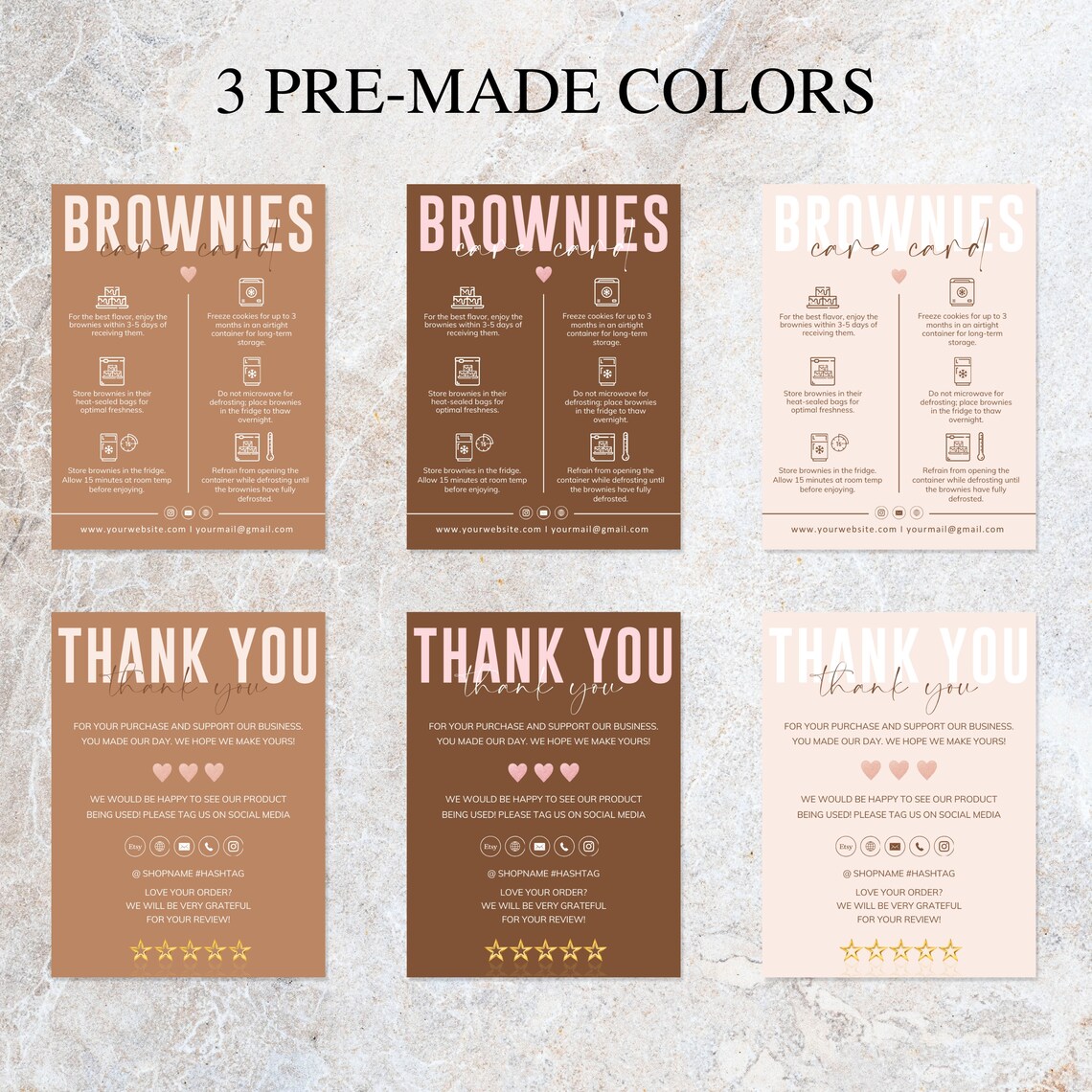 Brownies Care Card Template I Canva Template I Cookie Thank You Cards I ...