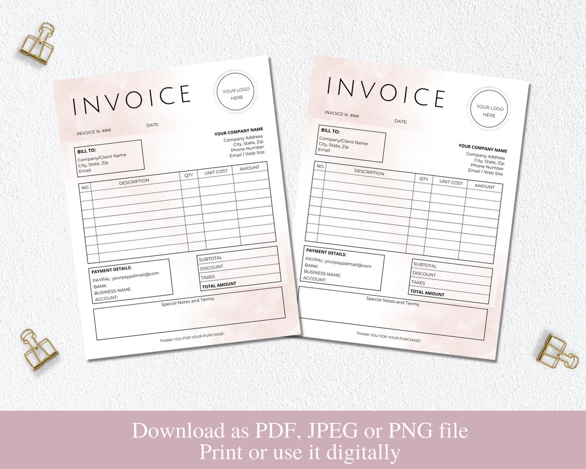 Invoice Template Printable Order Form Invoice Editable | Etsy