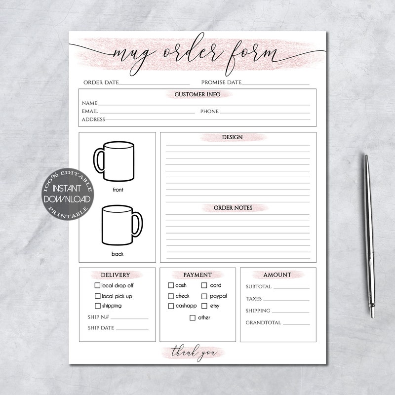 Cup Order Form - Etsy