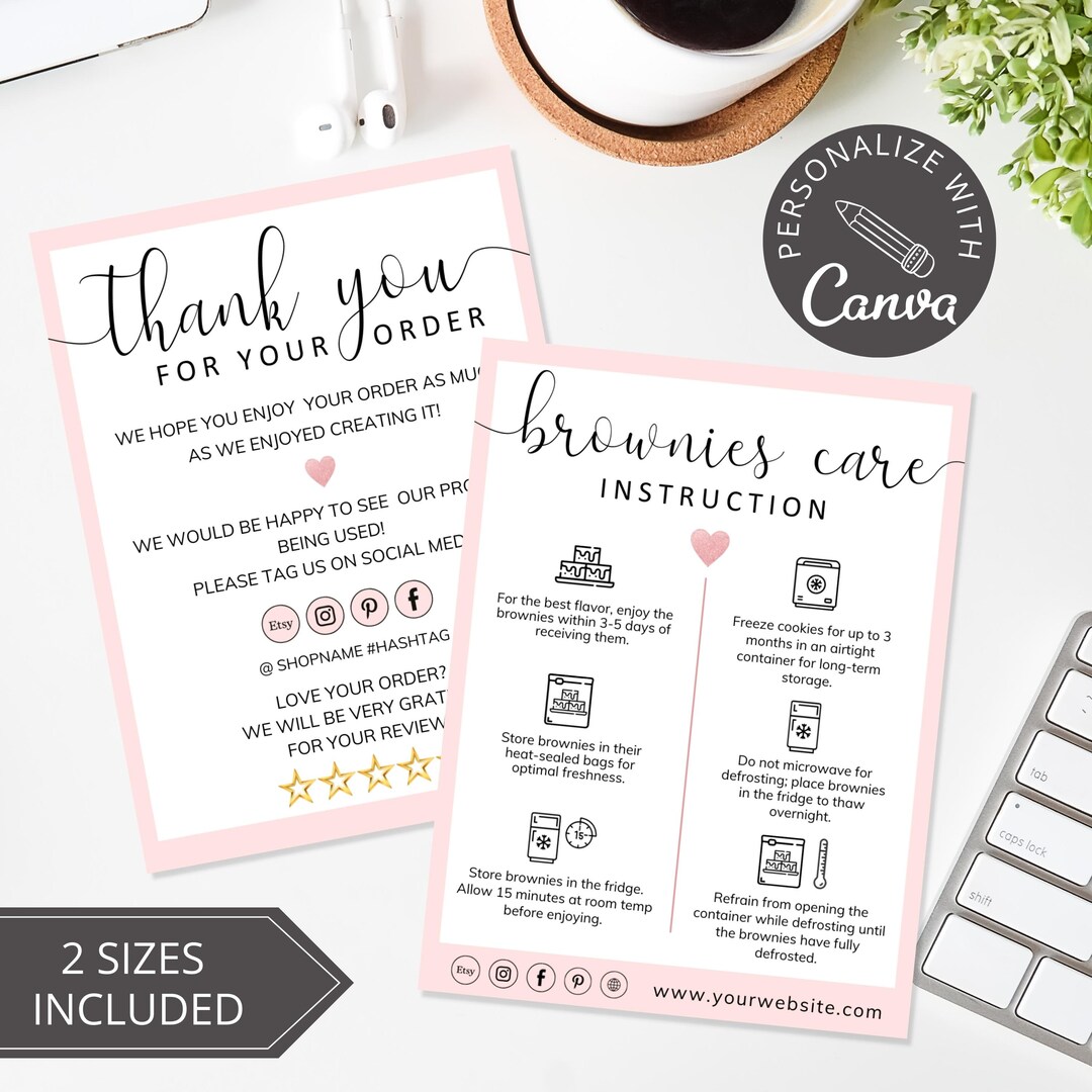 Brownies Care Card Template I Canva Template I Cookie Thank You Cards I ...
