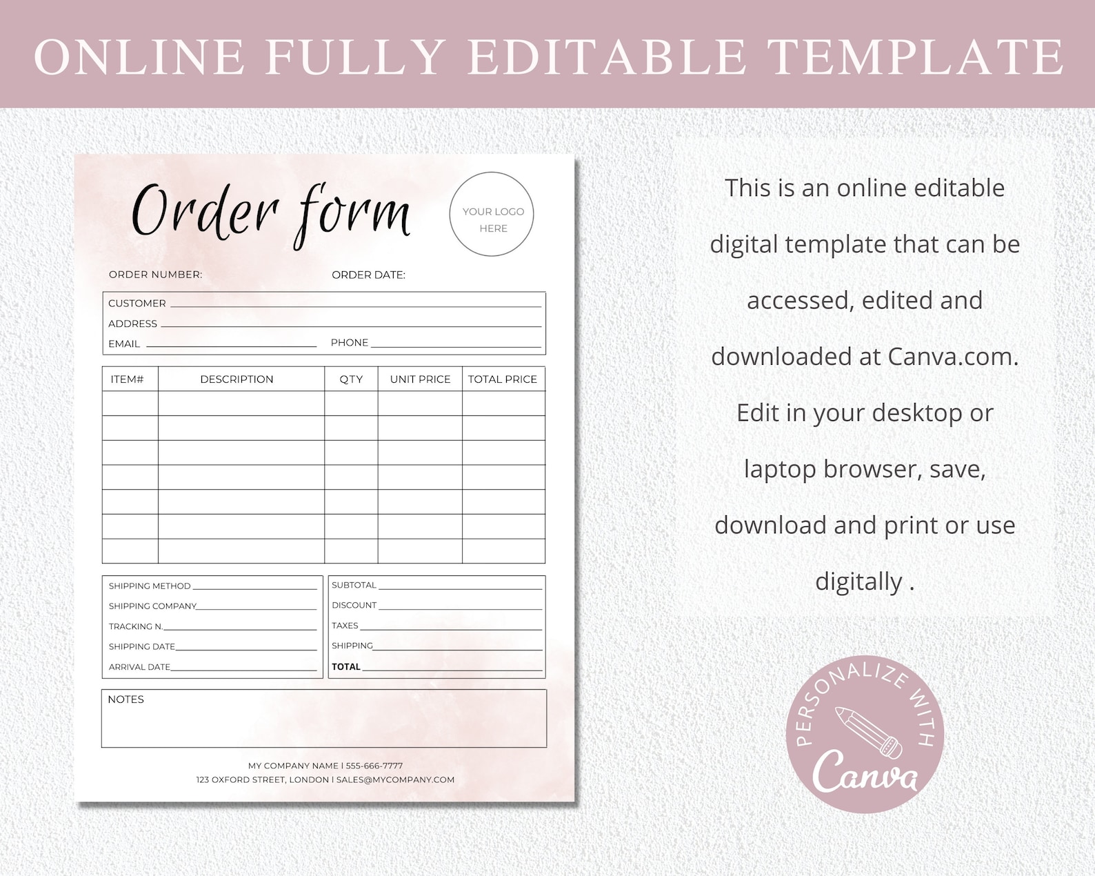Custom Order Form Template Small Business Order Form - Etsy
