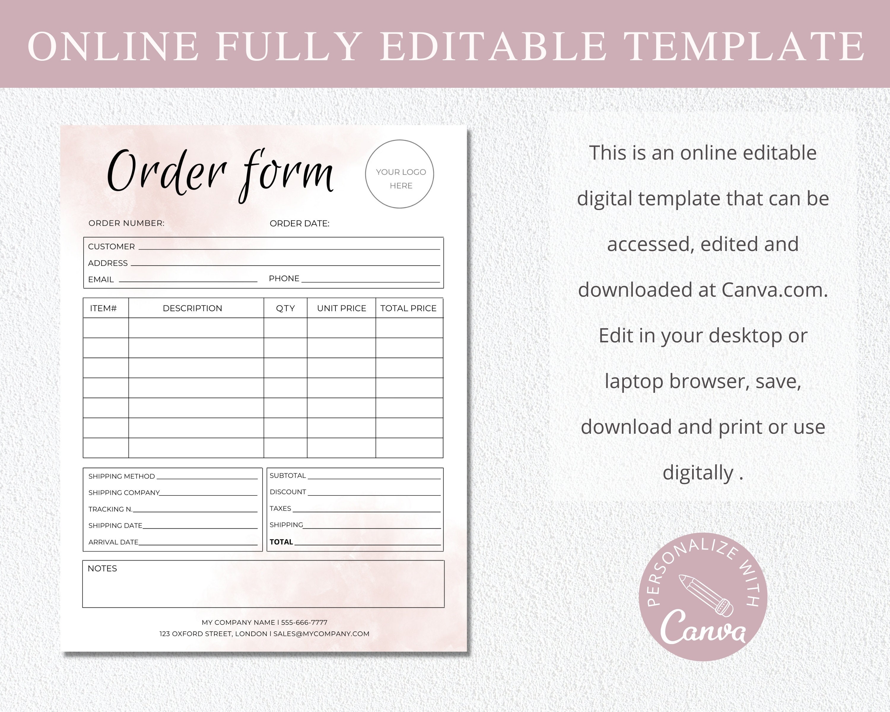 Custom Order Form Template Small Business Order Form - Etsy