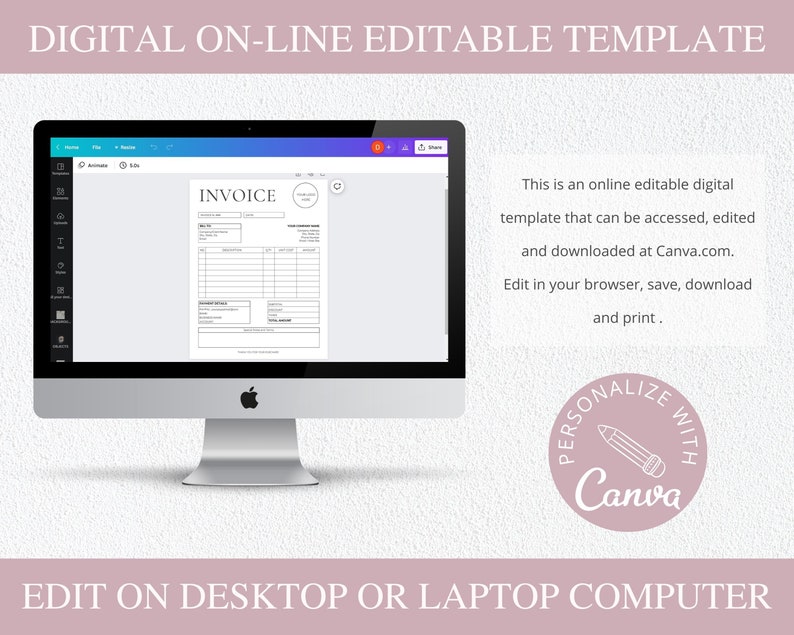 Invoice Template, Canva Editable Order Form, Printable Invoice Receipt ...