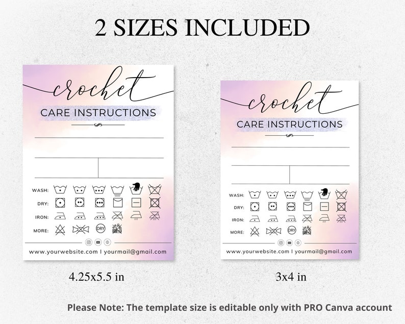 Crochet Care Cards, Editable Canvatemplate, Custom Crocket Care Card ...