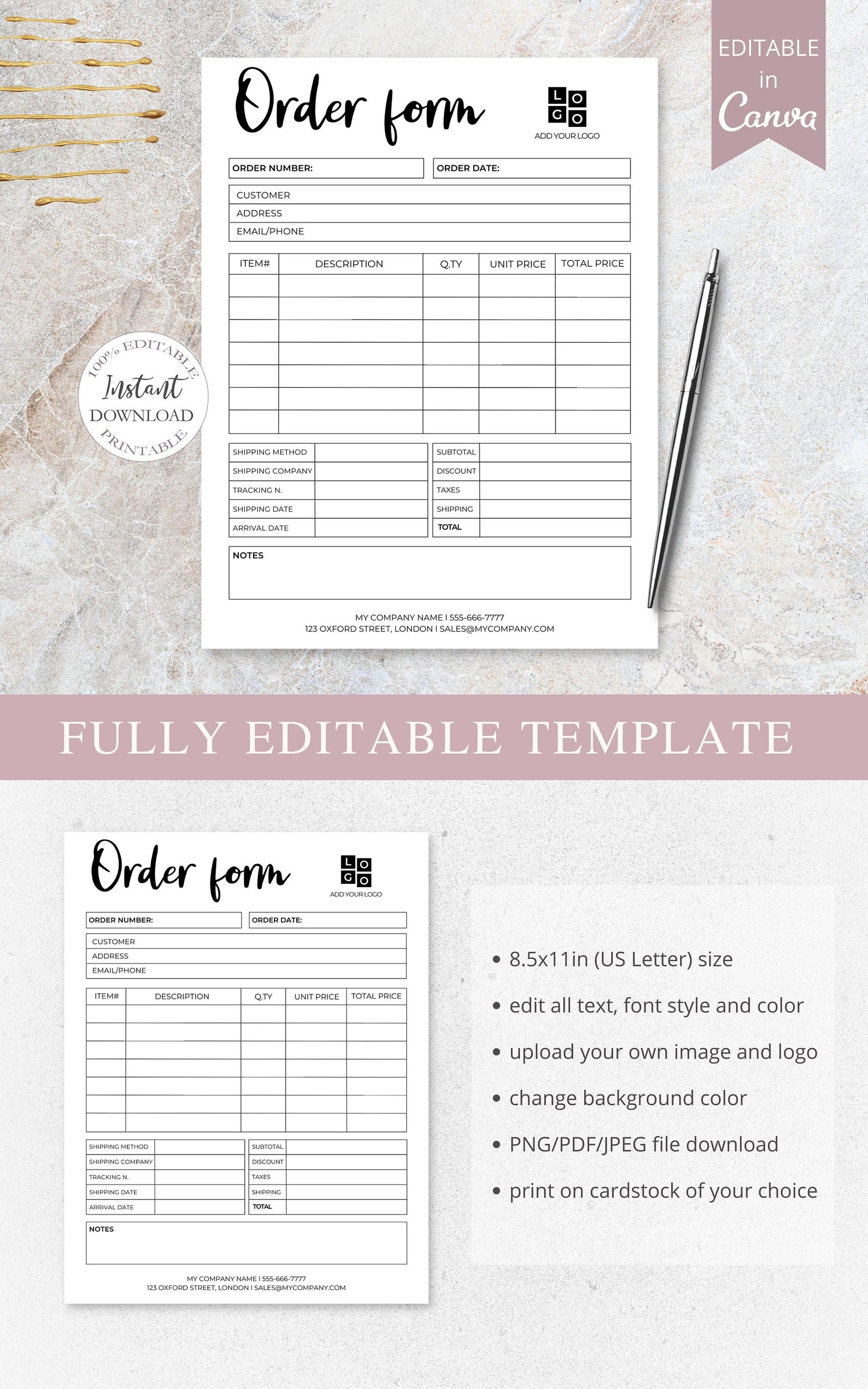 Order Form Editable Template Canva Template Craft Business - Etsy Canada