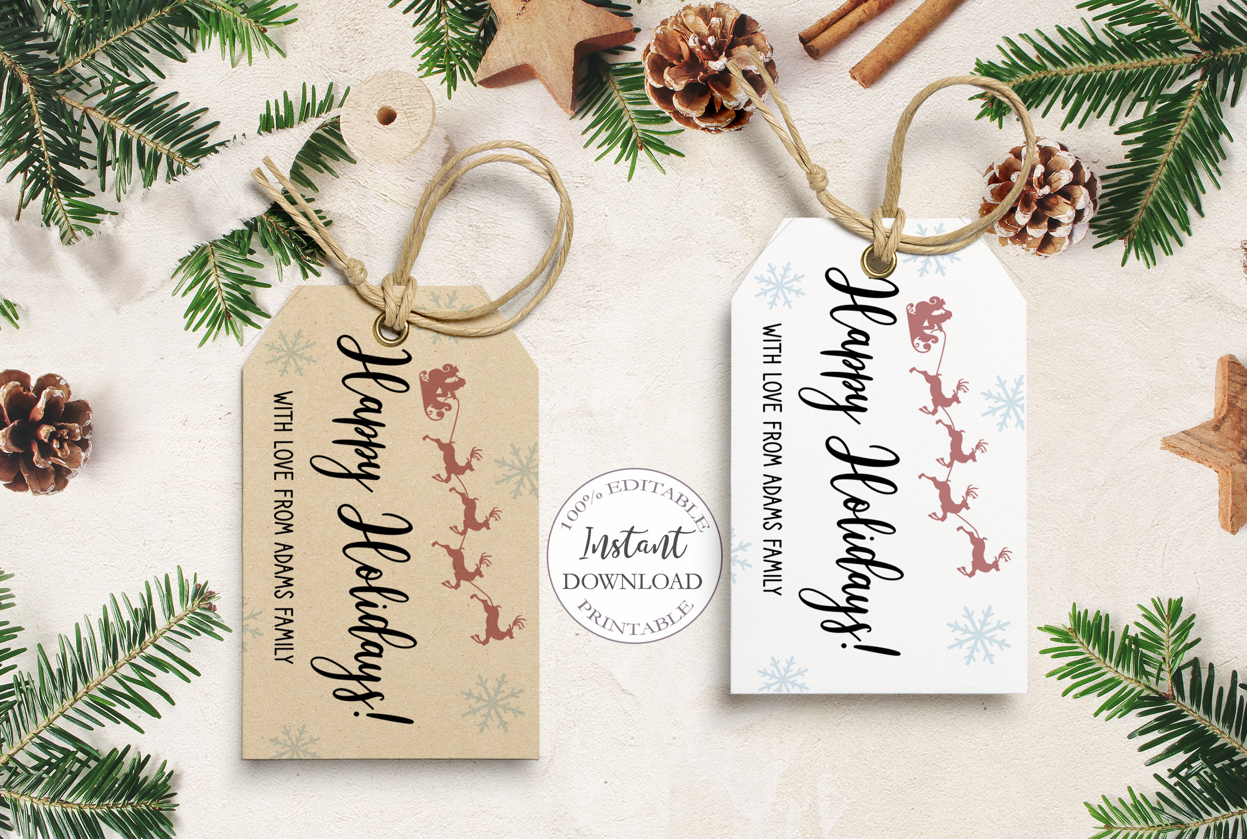 Happy Holidays Tags Template Editable Christmas Tag - Etsy