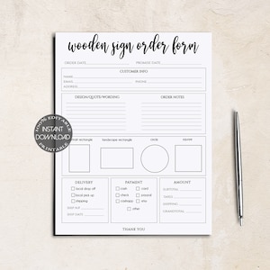 Wooden Sign Order Form Template, Printable Craft Sign Order Form ...