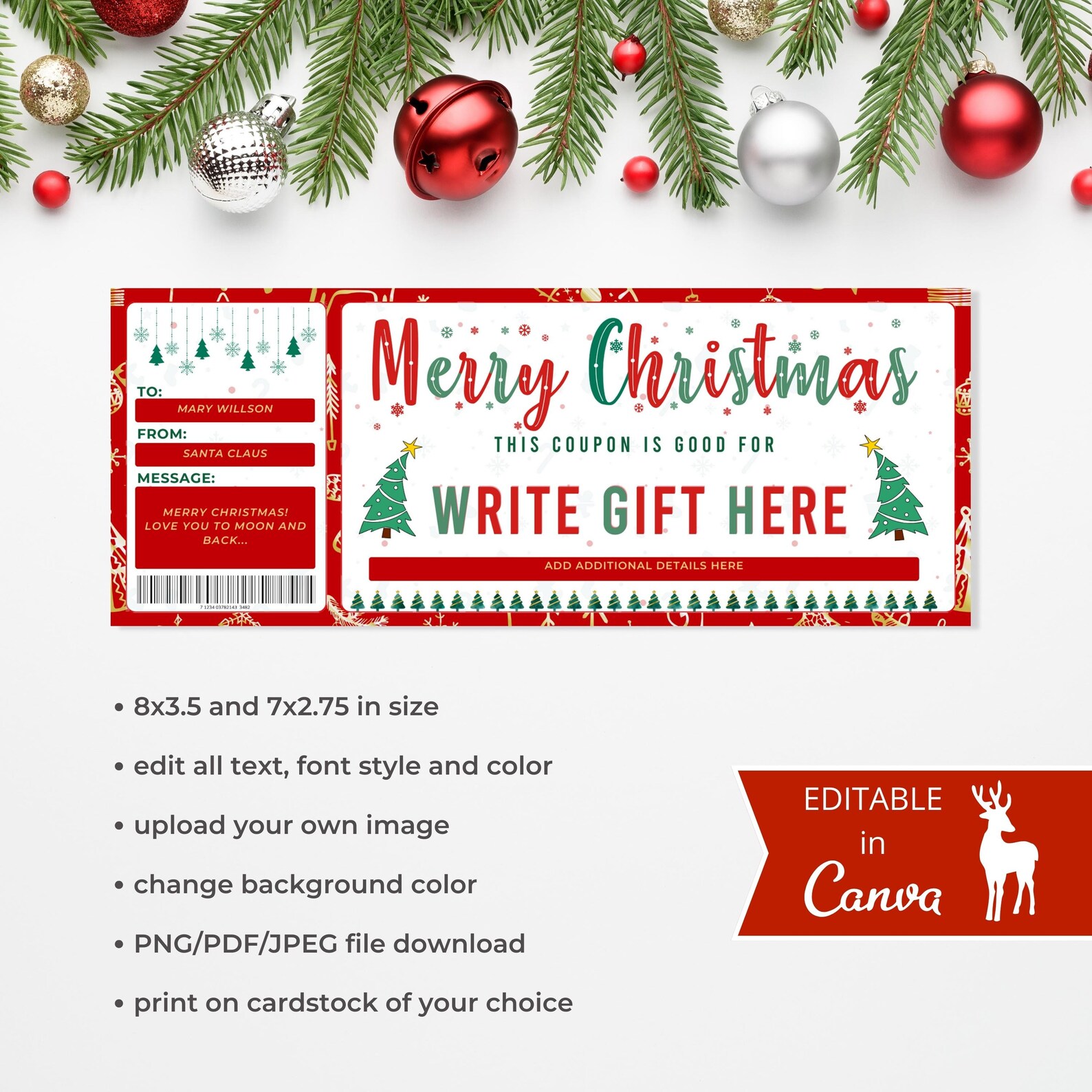 Christmas Coupon Template I Editable Canva Template, Printable ...