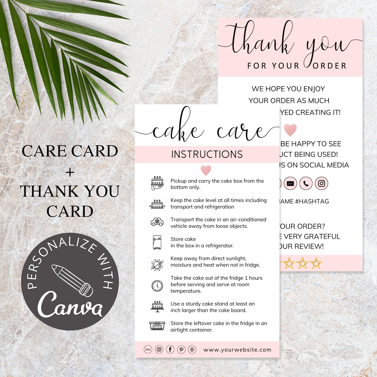 Cake Care Instructions I Canva Editable Template, Wedding Cake Care ...