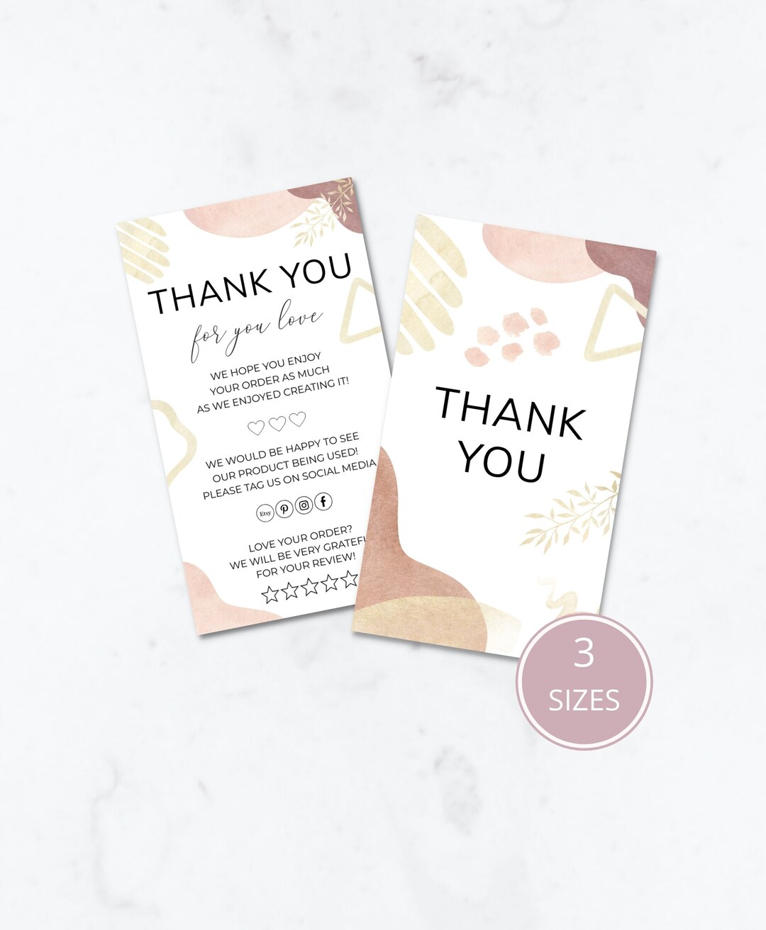Business Thank You Cards Template, Editable Etsy Shop Card for ...