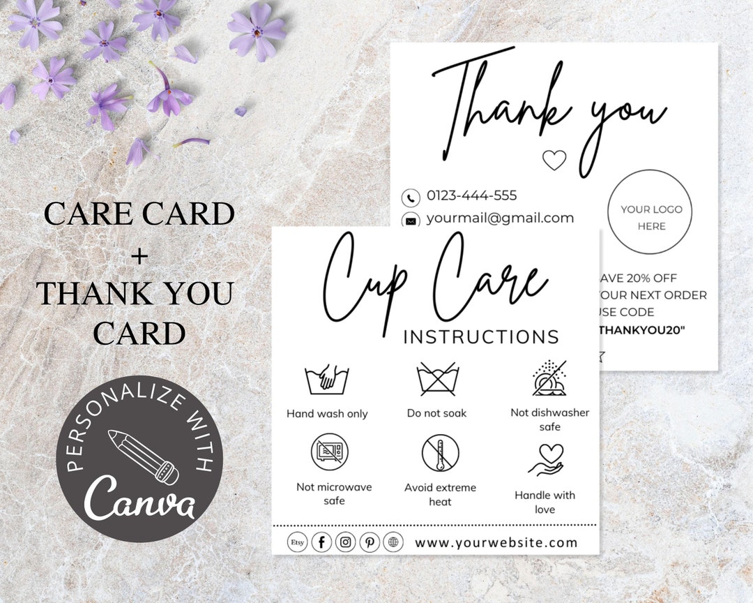 Cup Care Card Template I Canva Template I Cup Thank You Card for ...