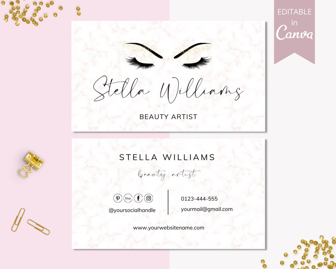 Eyelash Business Cards Template, Editable Lash Business Card, Printable ...