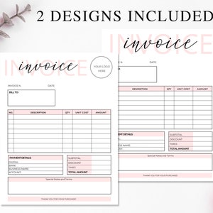 Pink Fillable Invoice Form, Small Business Invoice PDF, Billing Receipt ...