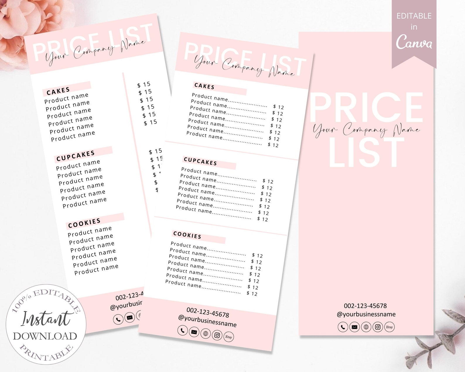 Cake Price List Template Canva Editable Bakery Price List - Etsy
