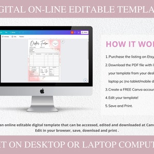Editable Canva Template for Small Business Order Form | Printable Craft ...