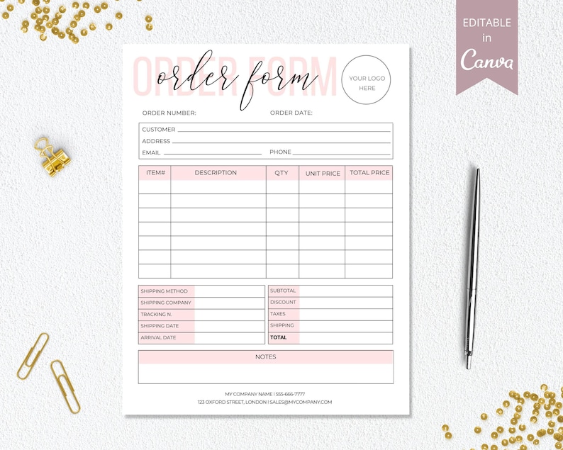 Order Form Editable Crafters Order Form Template Etsy Shop | Etsy