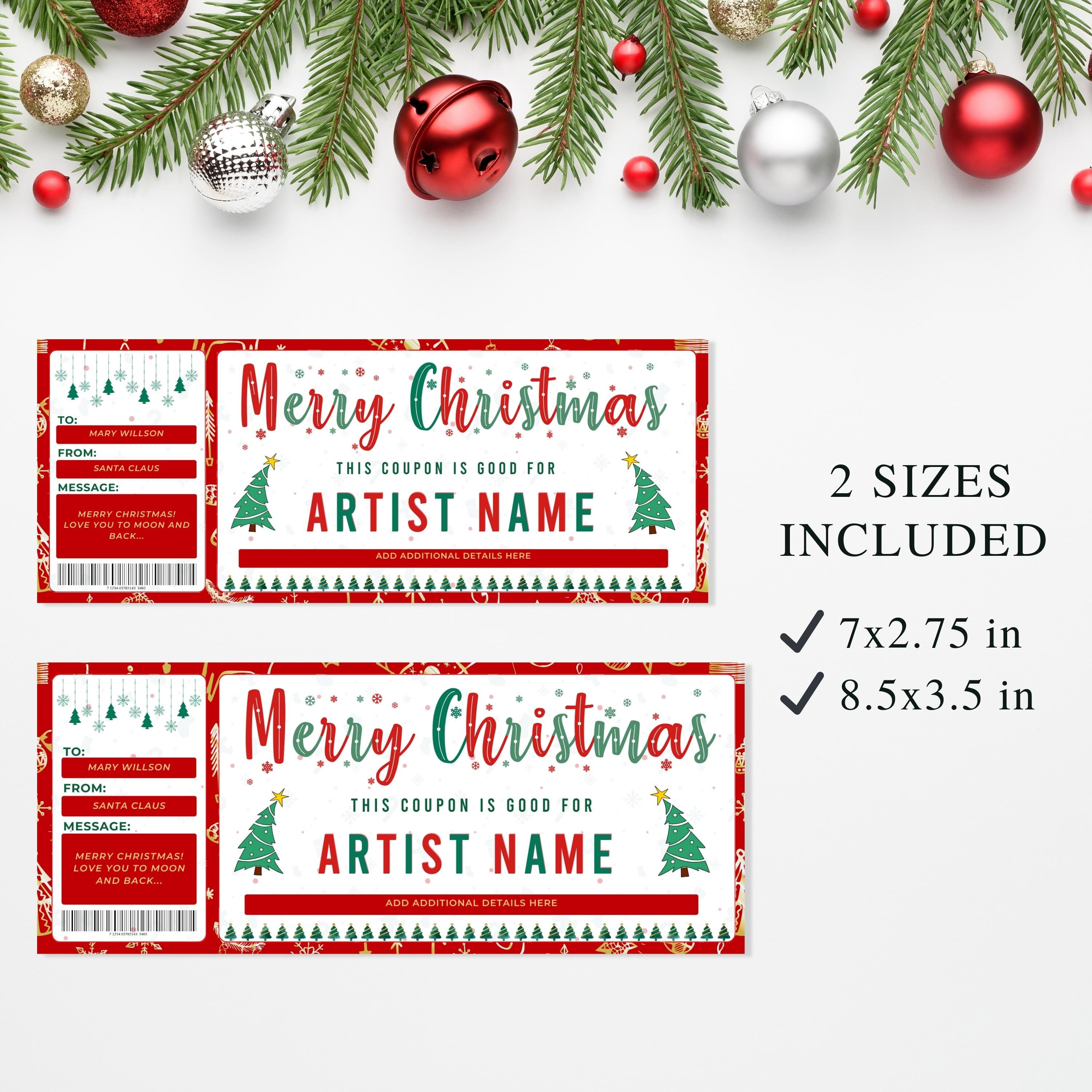 Christmas Concert Ticket I Editable Canva Template, Personalized Gift ...